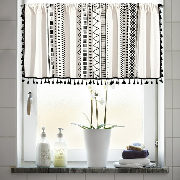 CxhicLuv Valance Curtains for Kitchen, Light Blocking Short Curtain ...