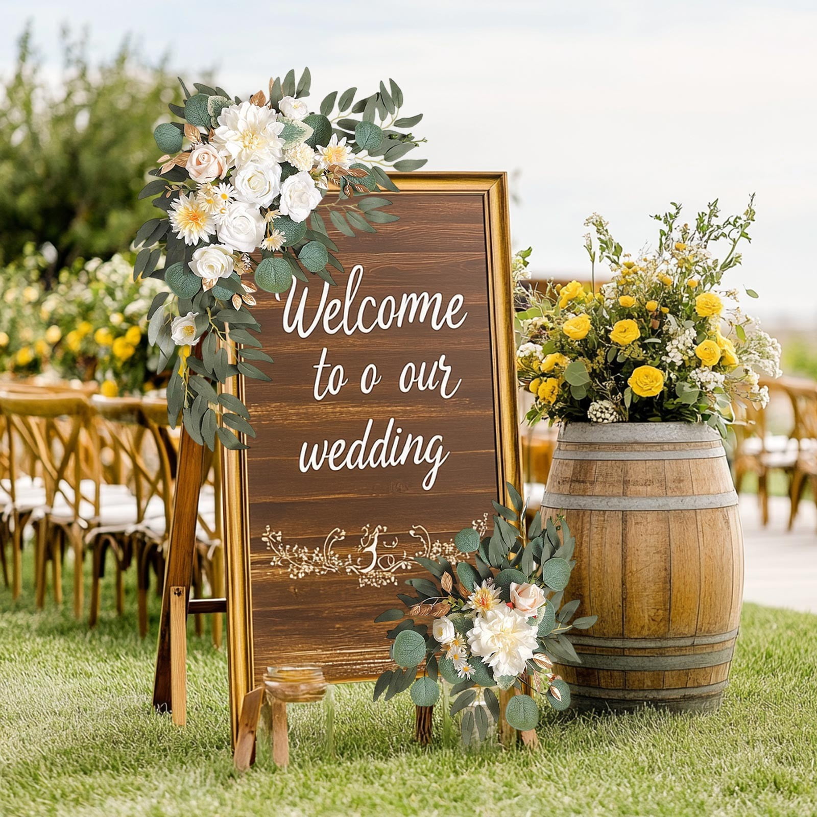 CxhicLuv Wedding Arch Flower, Fake Decor, Welcome Signboard Table 2 ...