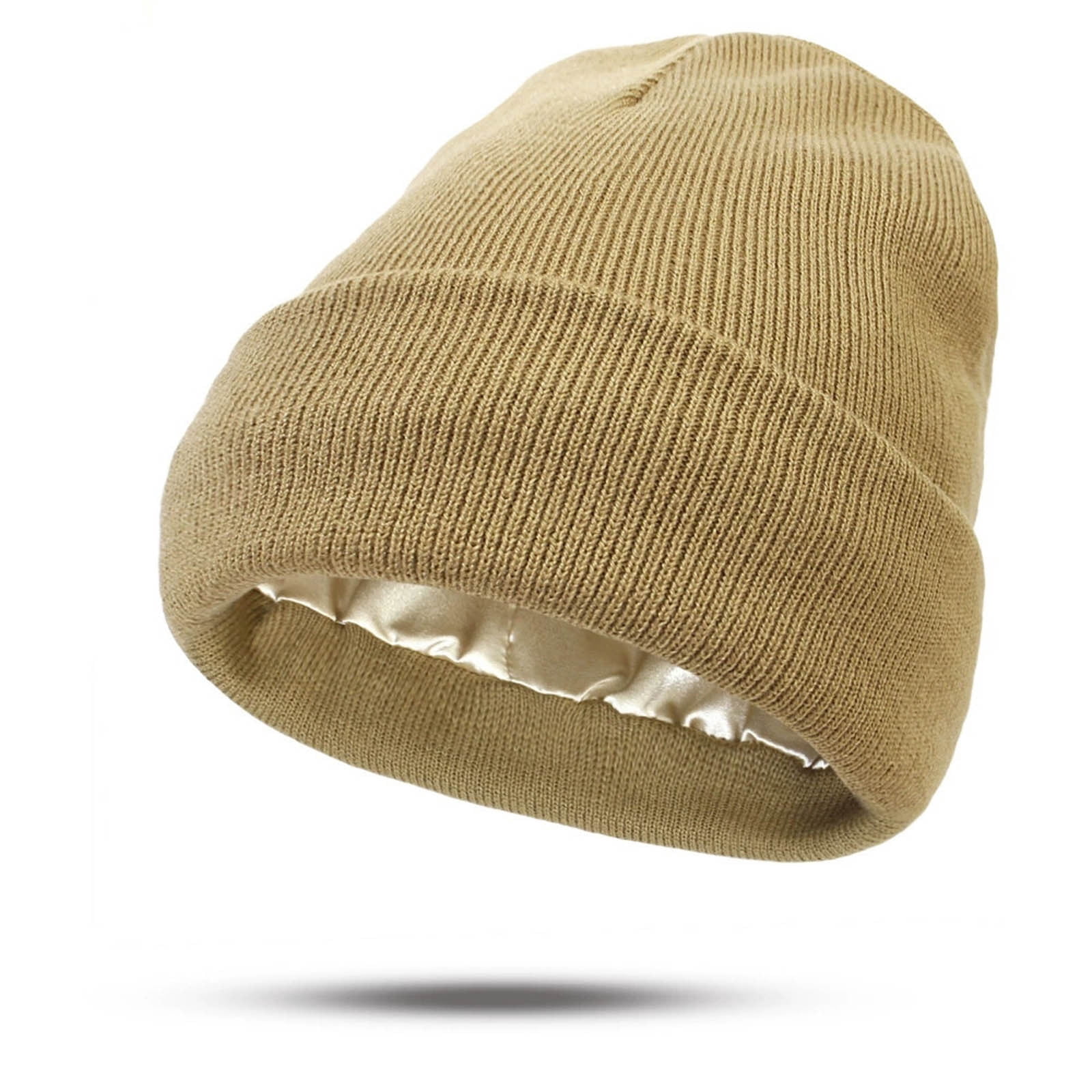 CxhicLuv Women's Protective Knitted Hat, Satin-Lined Woolen Beanie for ...