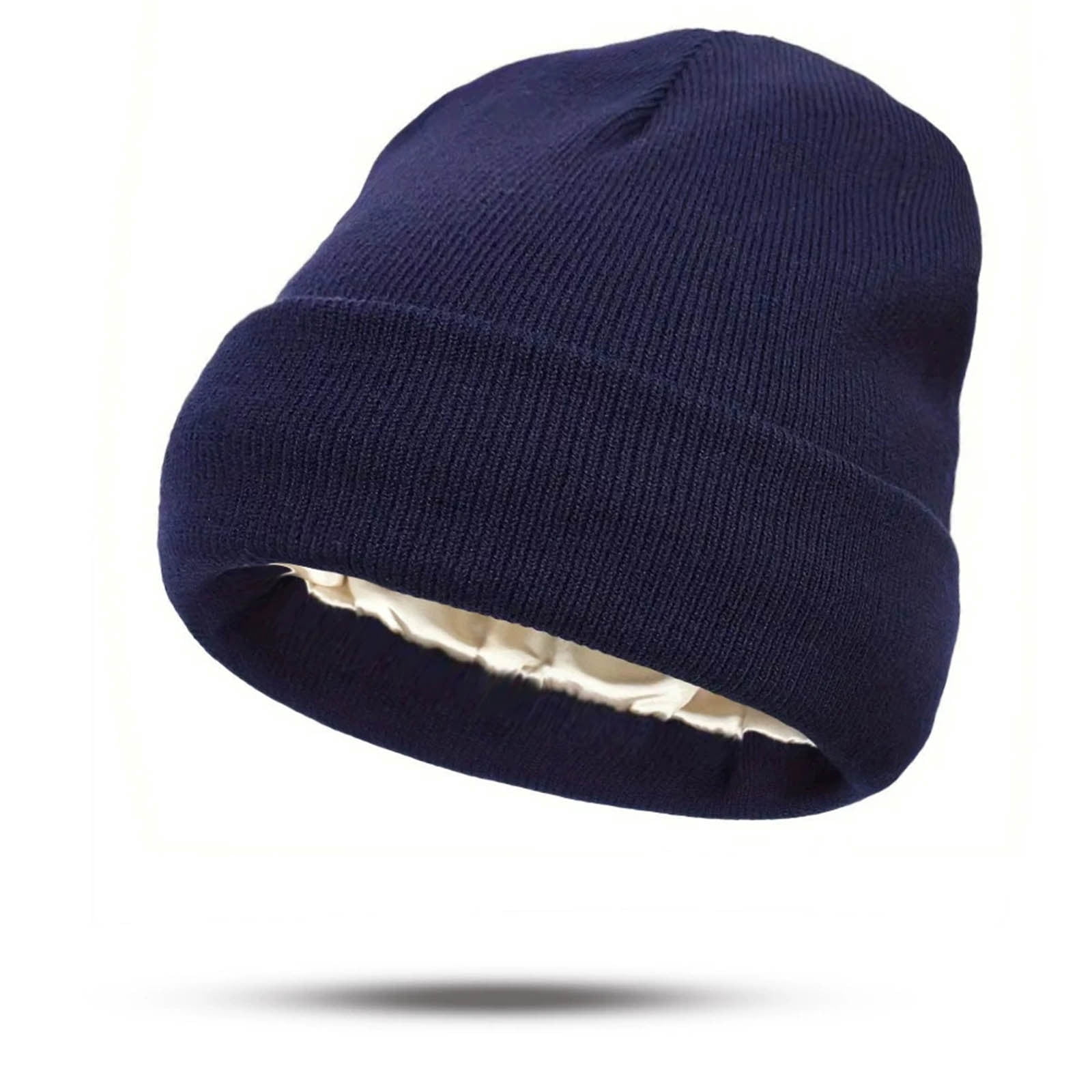 CxhicLuv Women's Protective Knitted Hat, Satin-Lined Woolen Beanie for ...