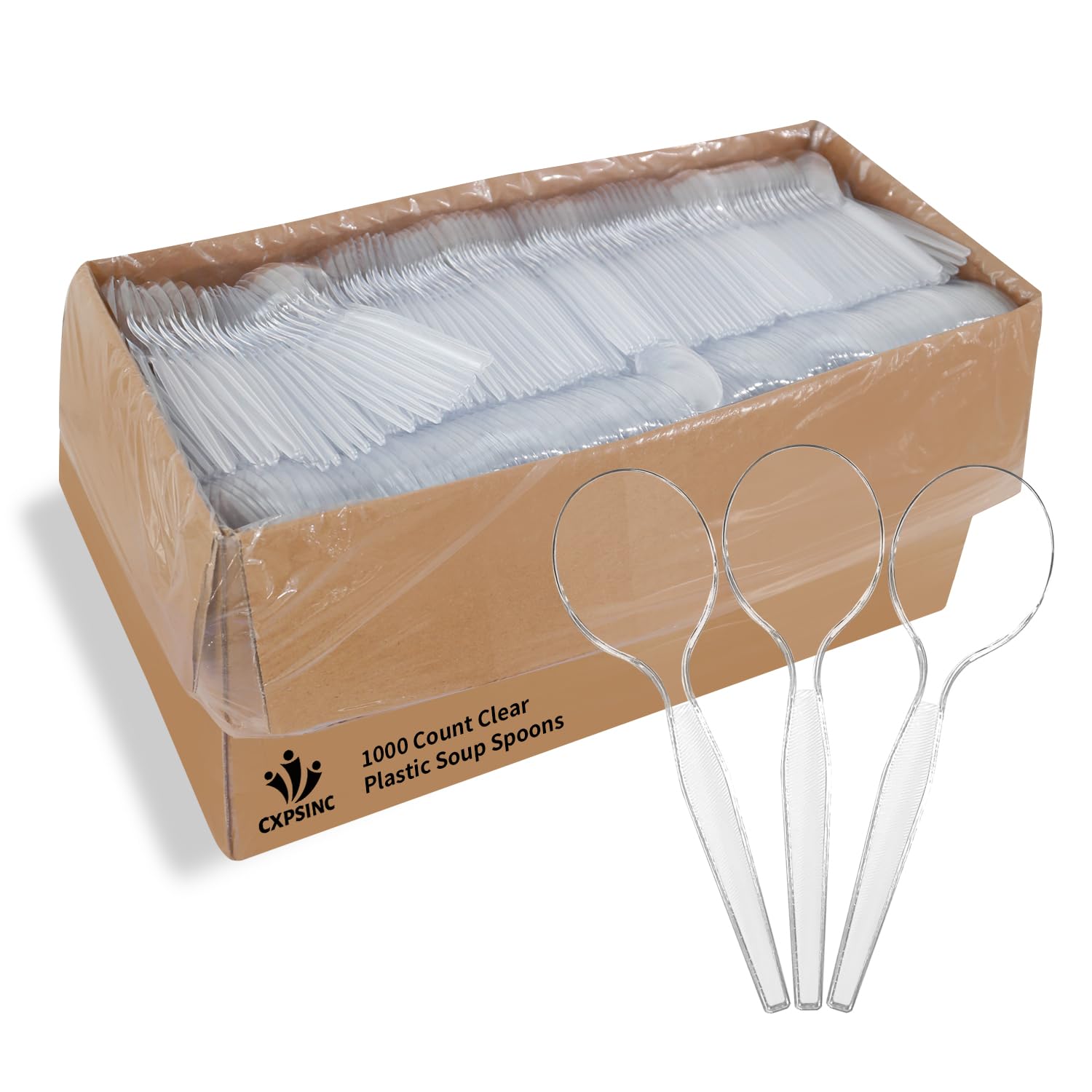 Cxpsinc Heavyweight Disposable Clear Plastic Soup Spoons-Party ...