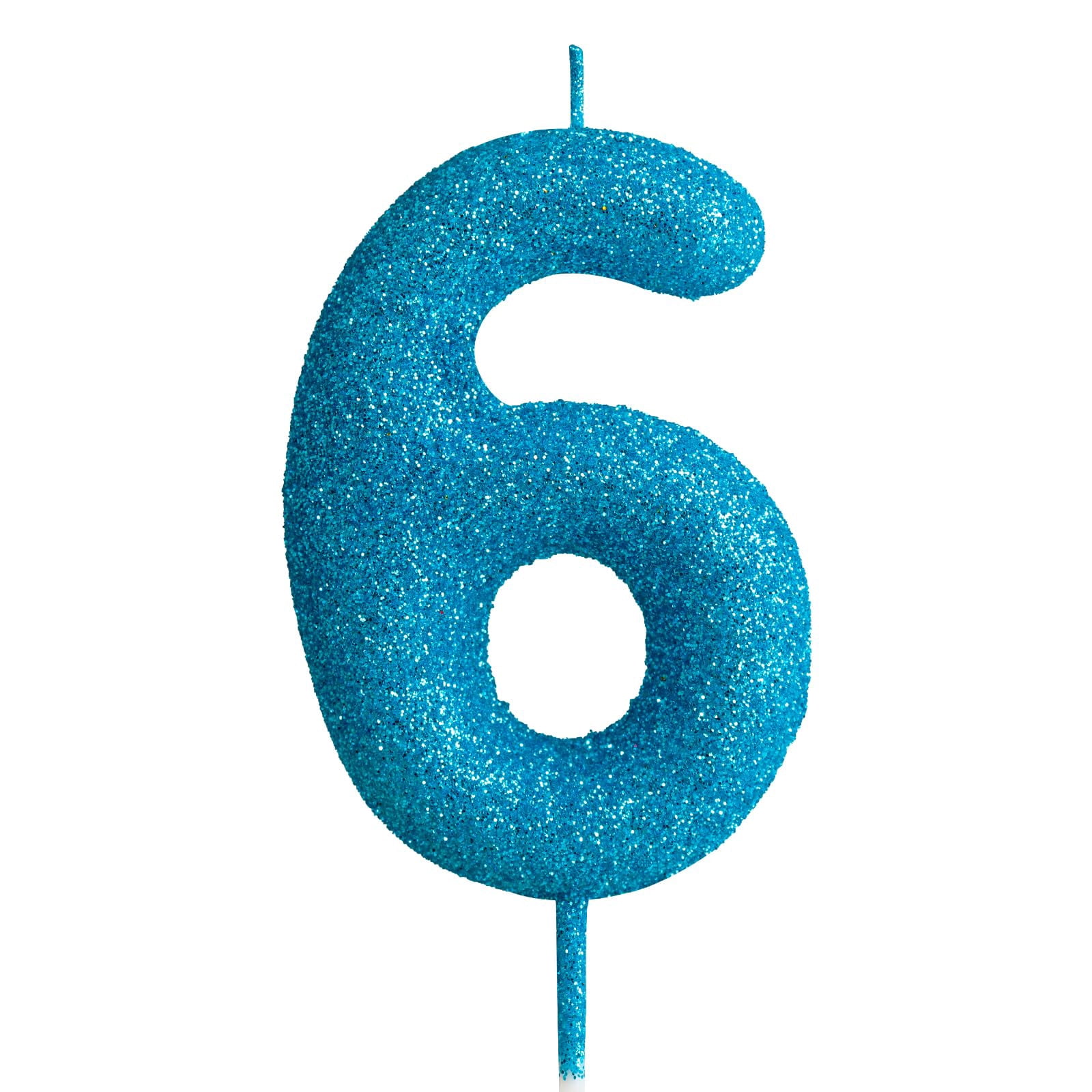 Cxryrzhe 6th Glitter Birthday Candles Blue Number 6 Candle Birthday ...