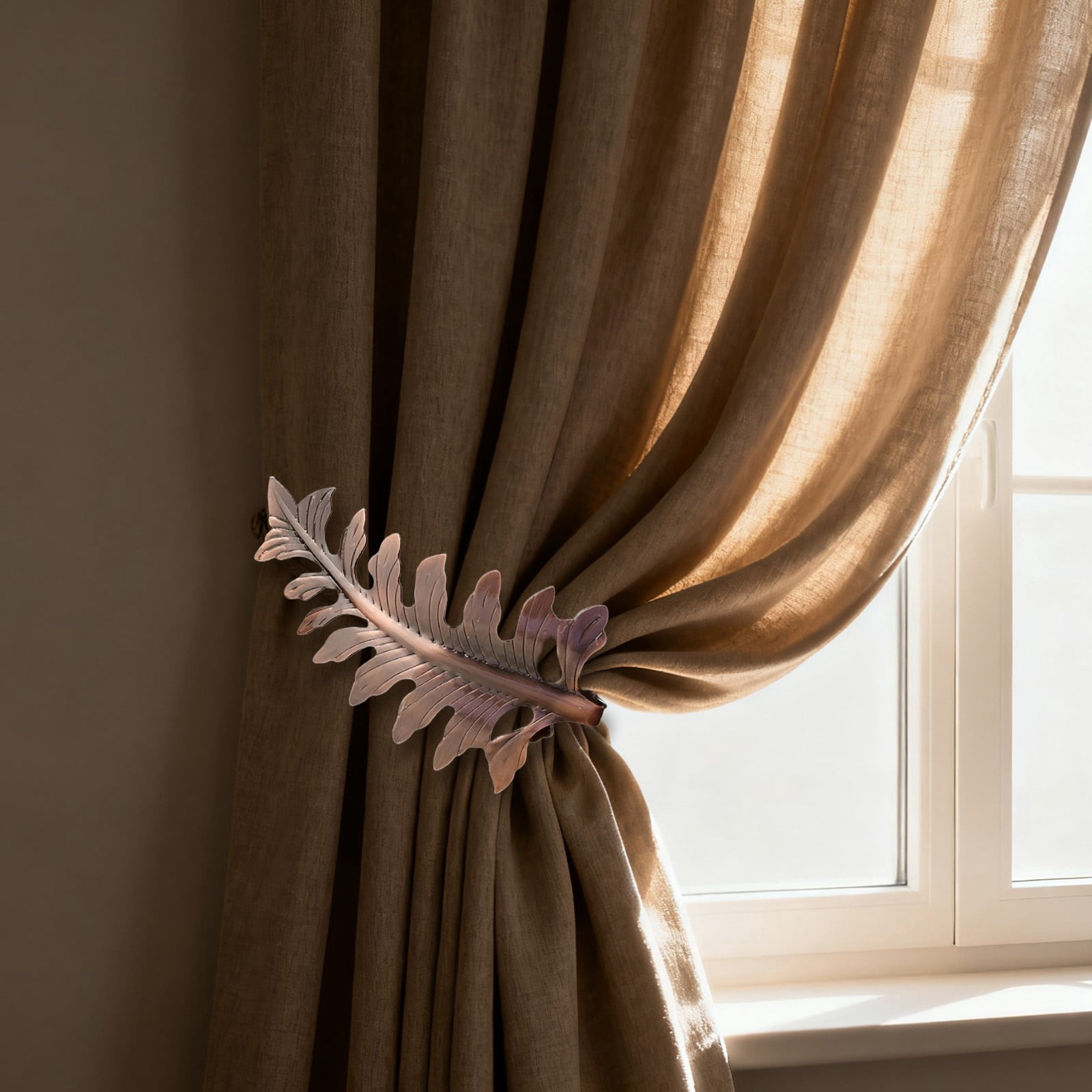 Cxui Curtain Tieback Holders, Gold Leaf Design Wall Hooks, No Drill ...