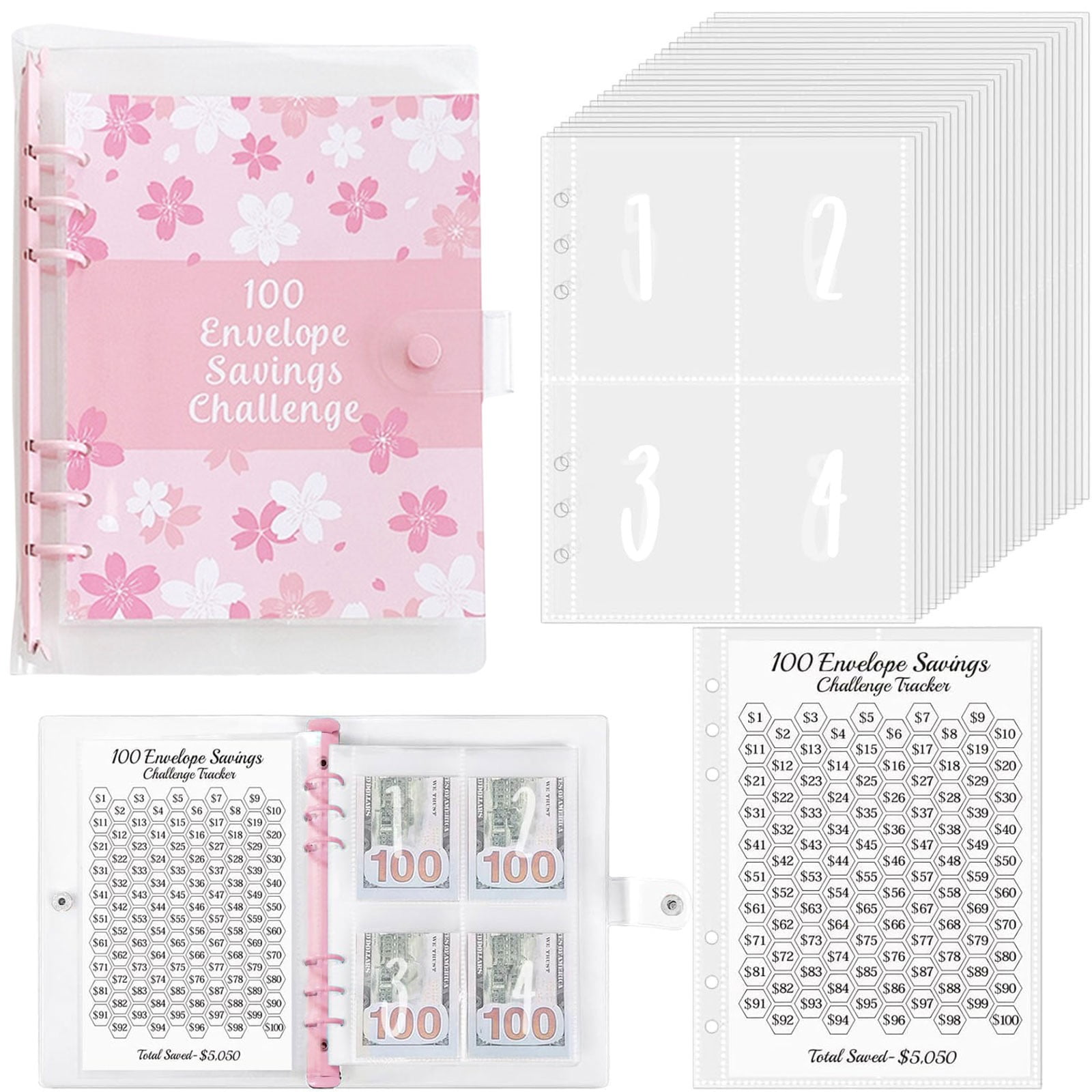 Cxui Cute Notebook, 100 Envelope Savings Challenge Notebook - Financial ...