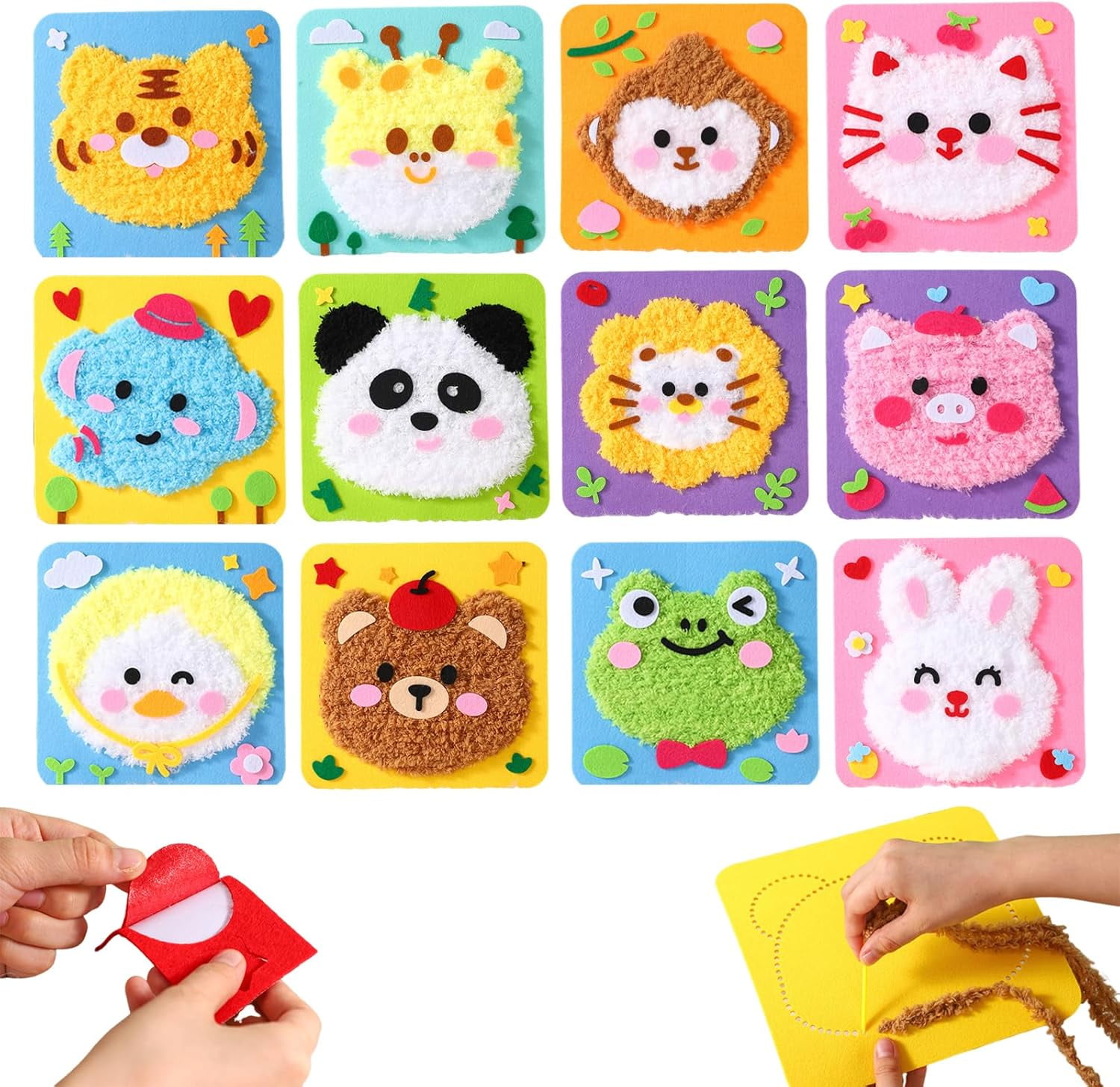 Cxyrna DIY Embroidery Doll Set, Cartoon Animal Sewing Craft Kit ...