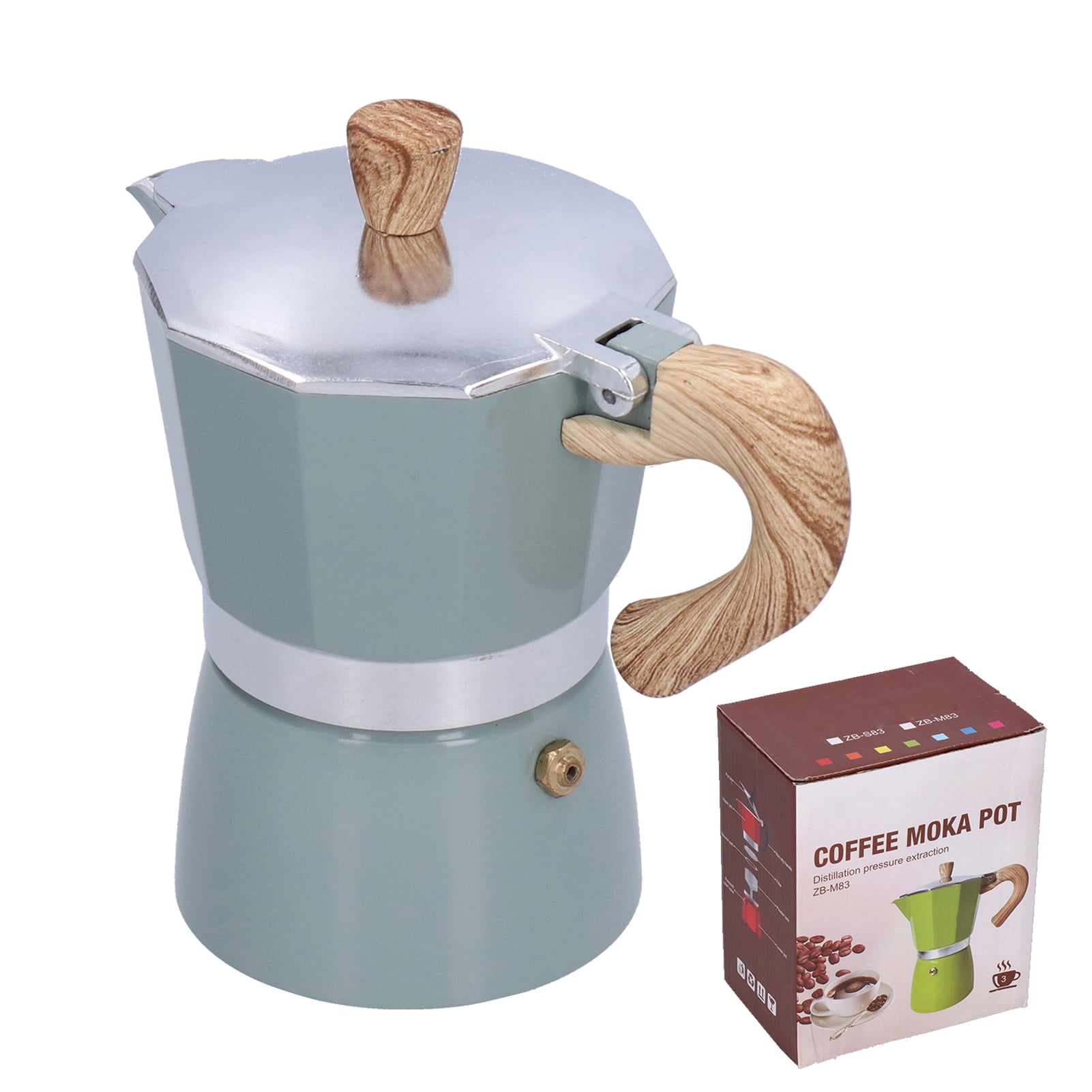 Cyan Blue 150ml Stovetop Moka Pot Coffee Maker for Gas and Ethanol ...