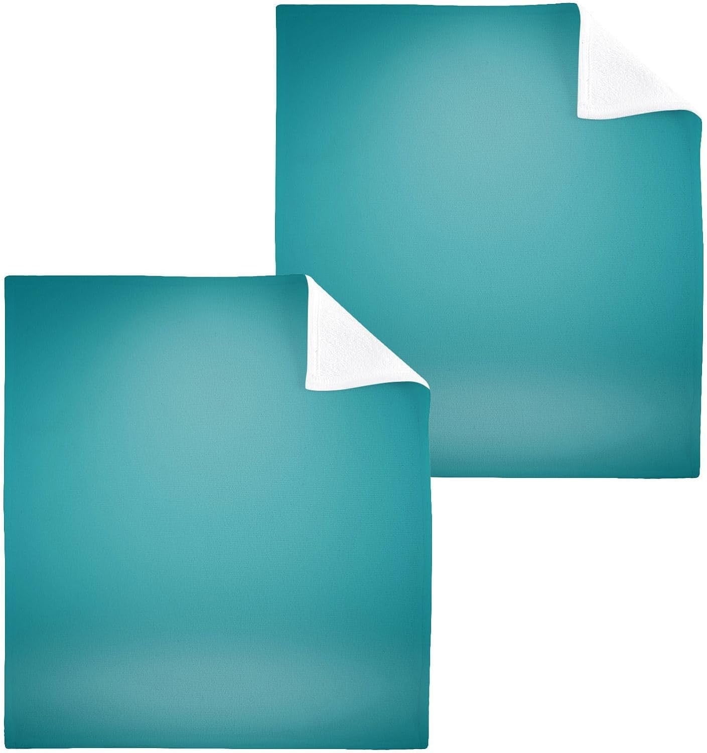 Cyan Blue Color Washcloth 12x12in Set, 2 Pack Absorbent Cotton Towel ...