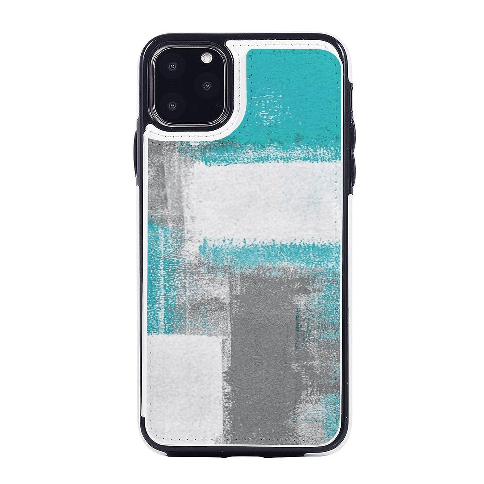 Cyan Blue Grey Modern Abstract Painting Leather Wallet Case for iPhone ...