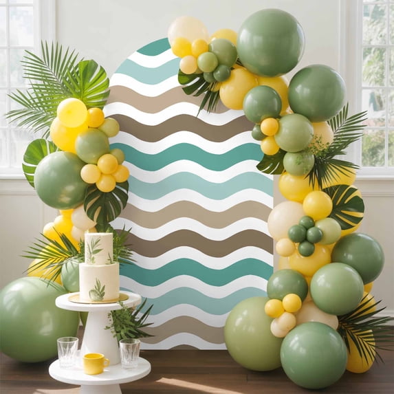 Cyan Brown Water Ripple Arch Backdrop Cover, 6.6FT, Striped Spandex ...