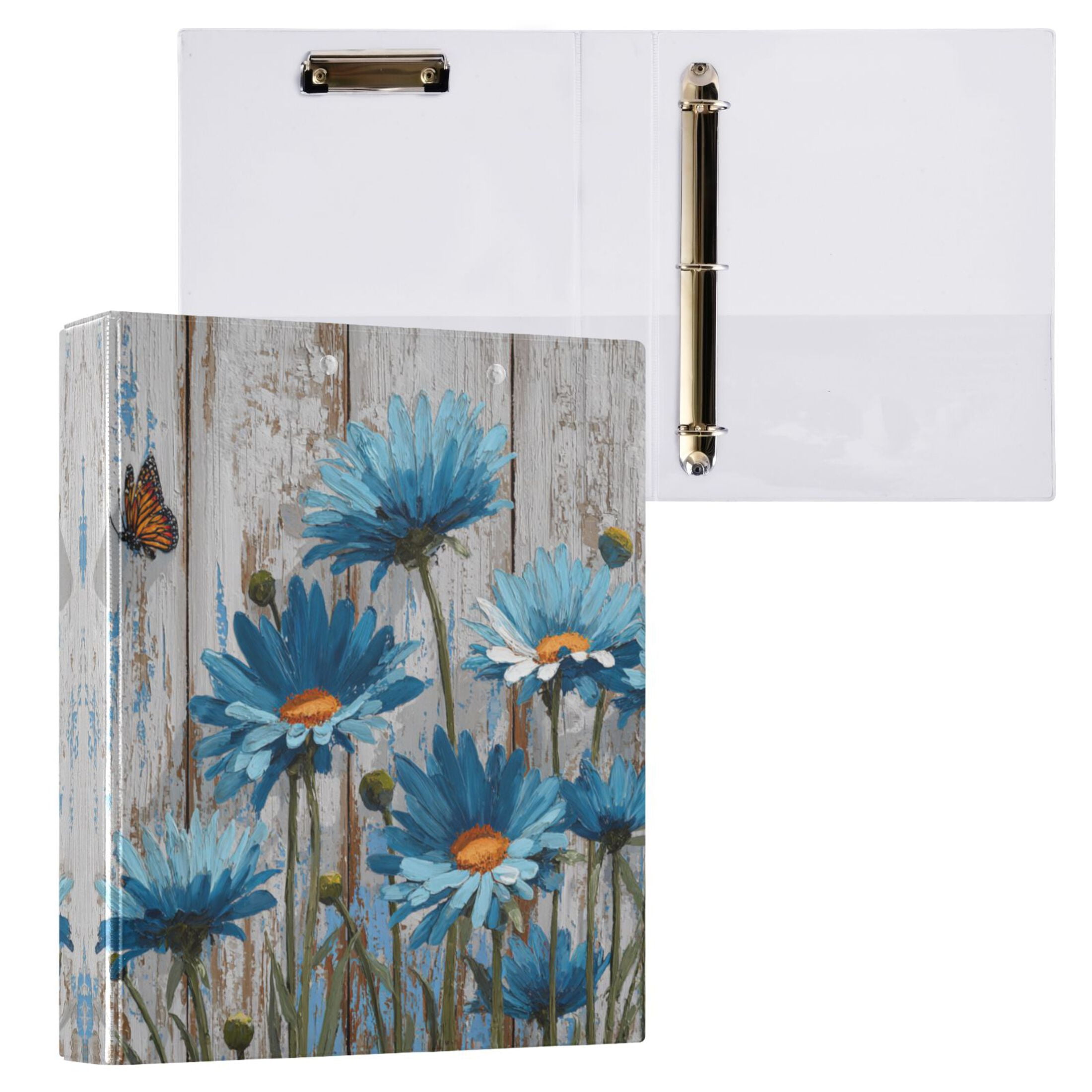 Cyan Daisy Flowers 3 Ring Hardcover Binders 1.5in Round Rings for ...