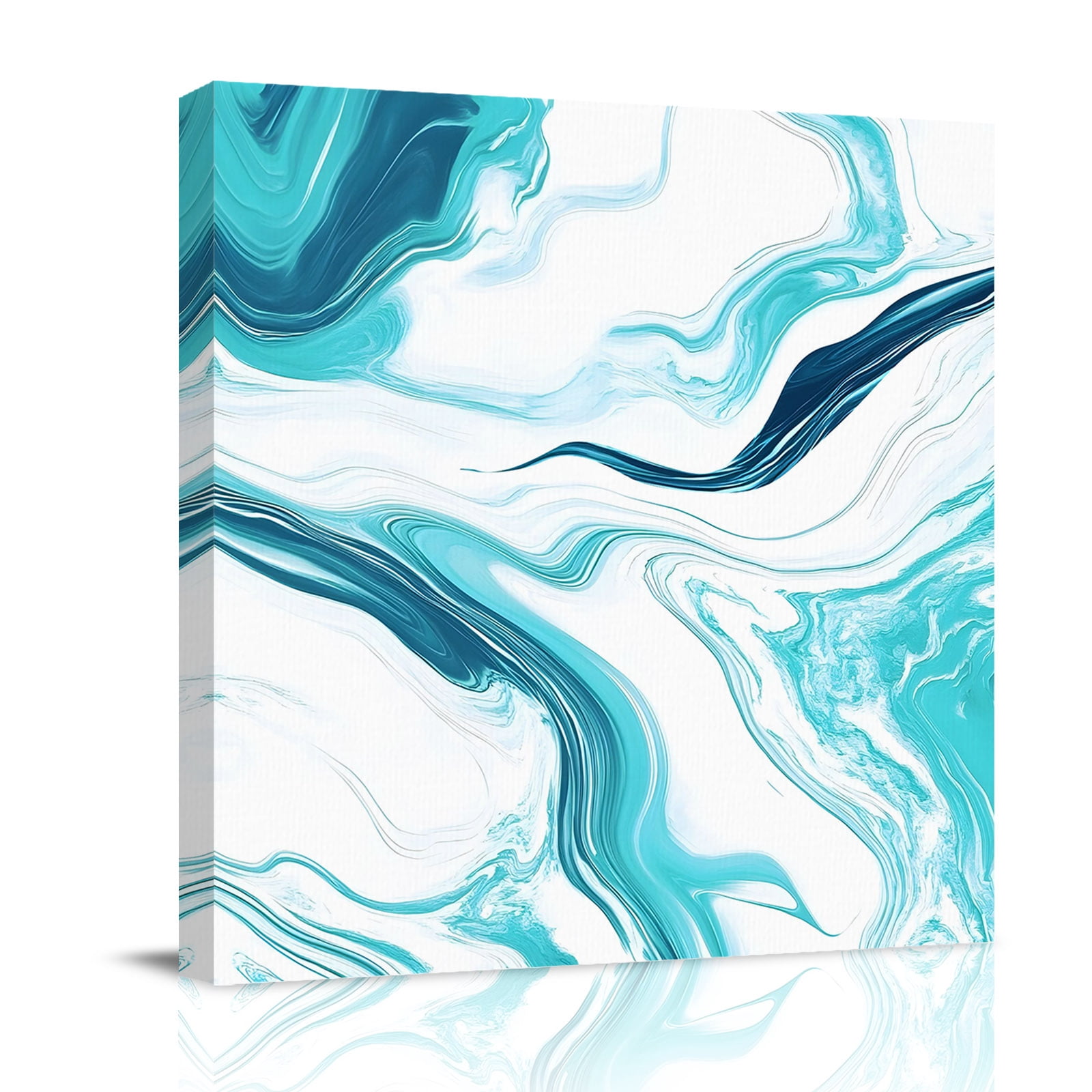 Cyan Gradient Marbles Canvas Wall Art for Living Room, Modern Abstract ...