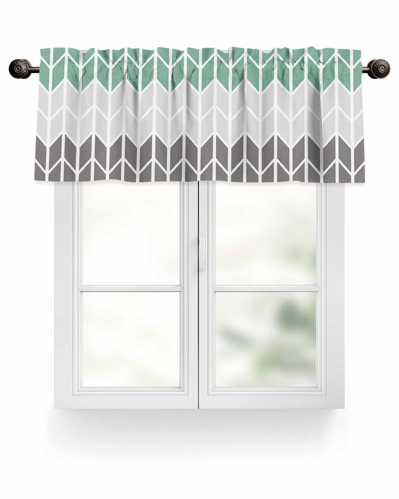 Cyan Gray Valances for Windows Chevron Abstract Geometric Modern Art ...
