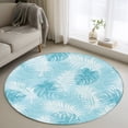 Cyan Leaf 3FT Round Area Rugs Modern Cyan Palm Leaf Monstera Soft Small ...