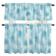 Cyan Leaf Kitchen Curtains Set for Windows, Modern Cyan Palm Leaf ...
