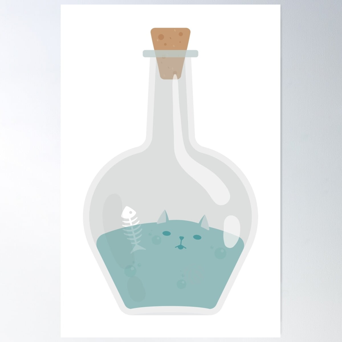 Cyan Liquid Cat Potion Poster Wall Art, Modern Wall Decor For Living ...