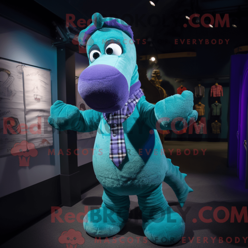 Cyan Loch Ness Monster REDBROKOLY mascot costume character dressed with ...
