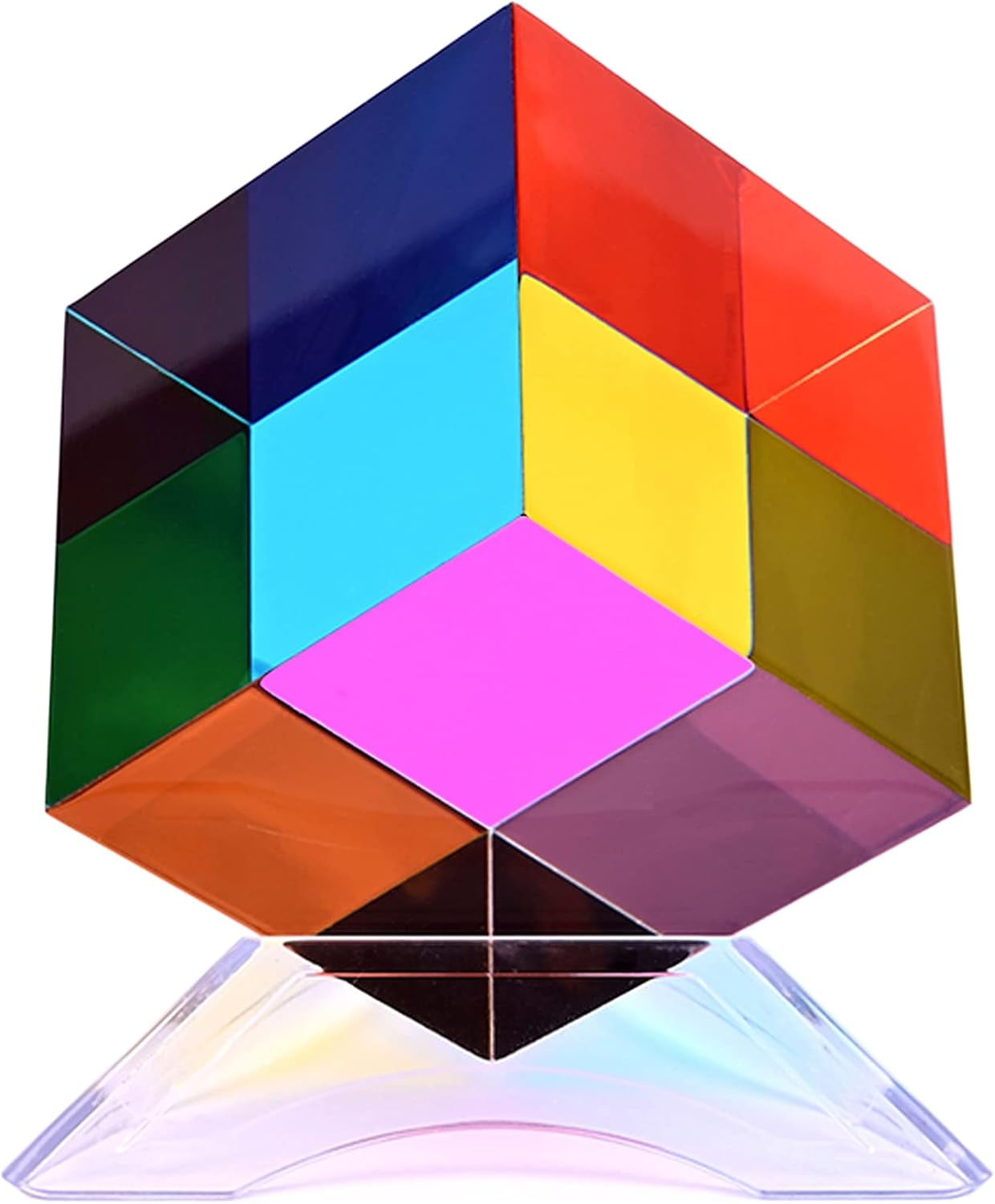 Cyan, Magenta & Yellow Color Cube with Stand -Acrylic Prism for ...