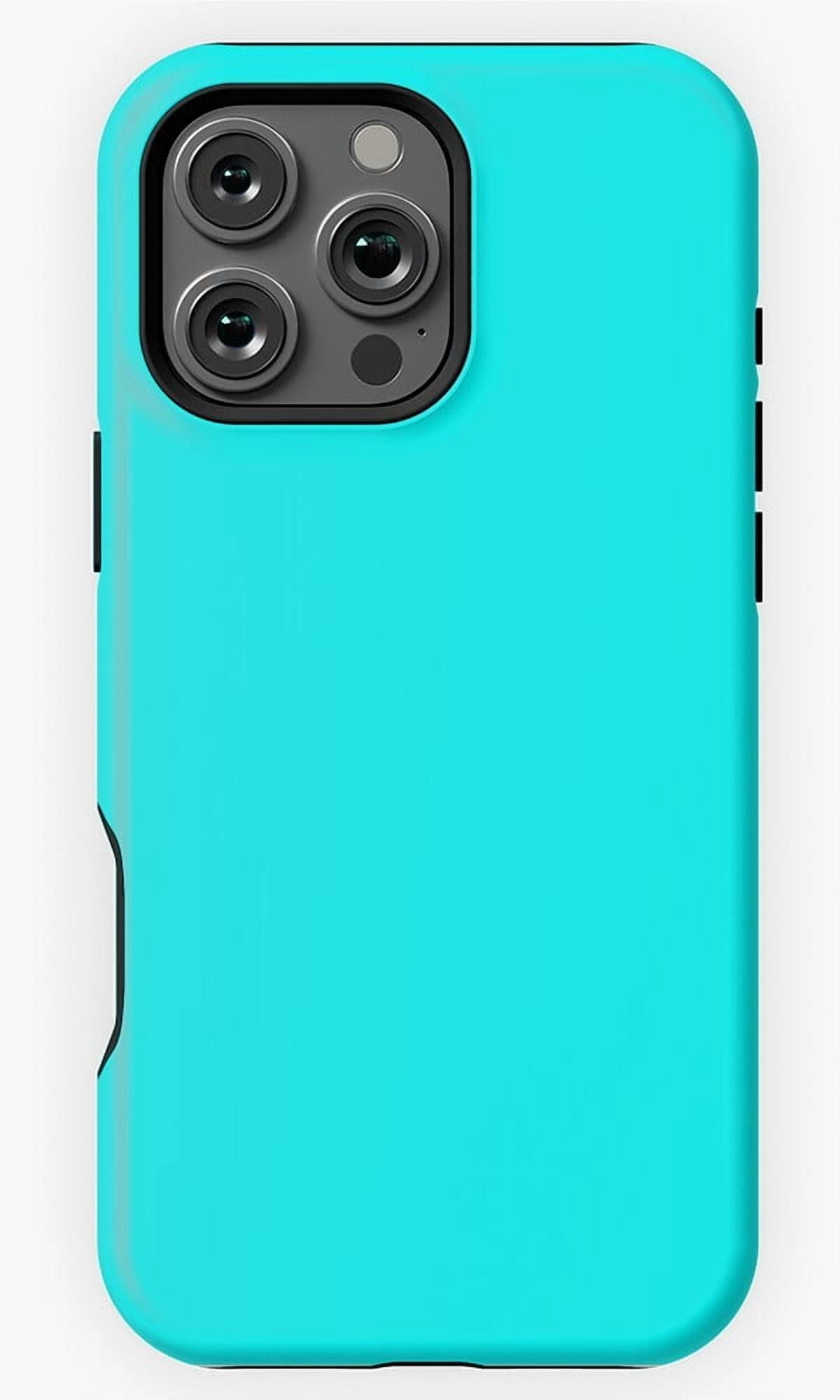 Cyan Minimalist Bright Blue Solid Color Plain iPhone 11–16 Pro Max ...