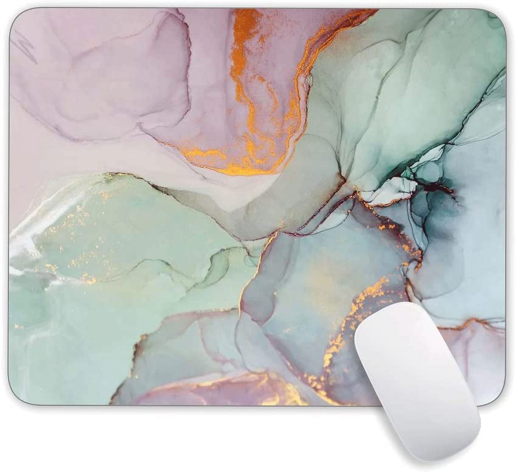 Cyan Pink Gold Marble Mouse Pad, Gaming Mouse Mat with Custom Design ...