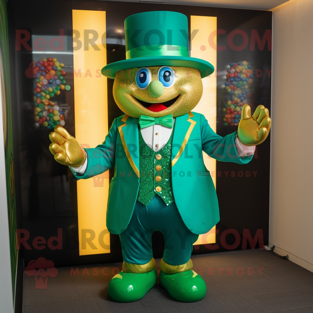 Cyan Pot Of Gold REDBROKOLY mascot costume character dressed with a ...