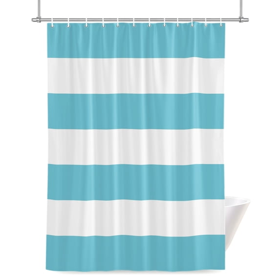 Cyan Stripes Shower Curtains for Bathroom, Modern Artistic Parallel ...