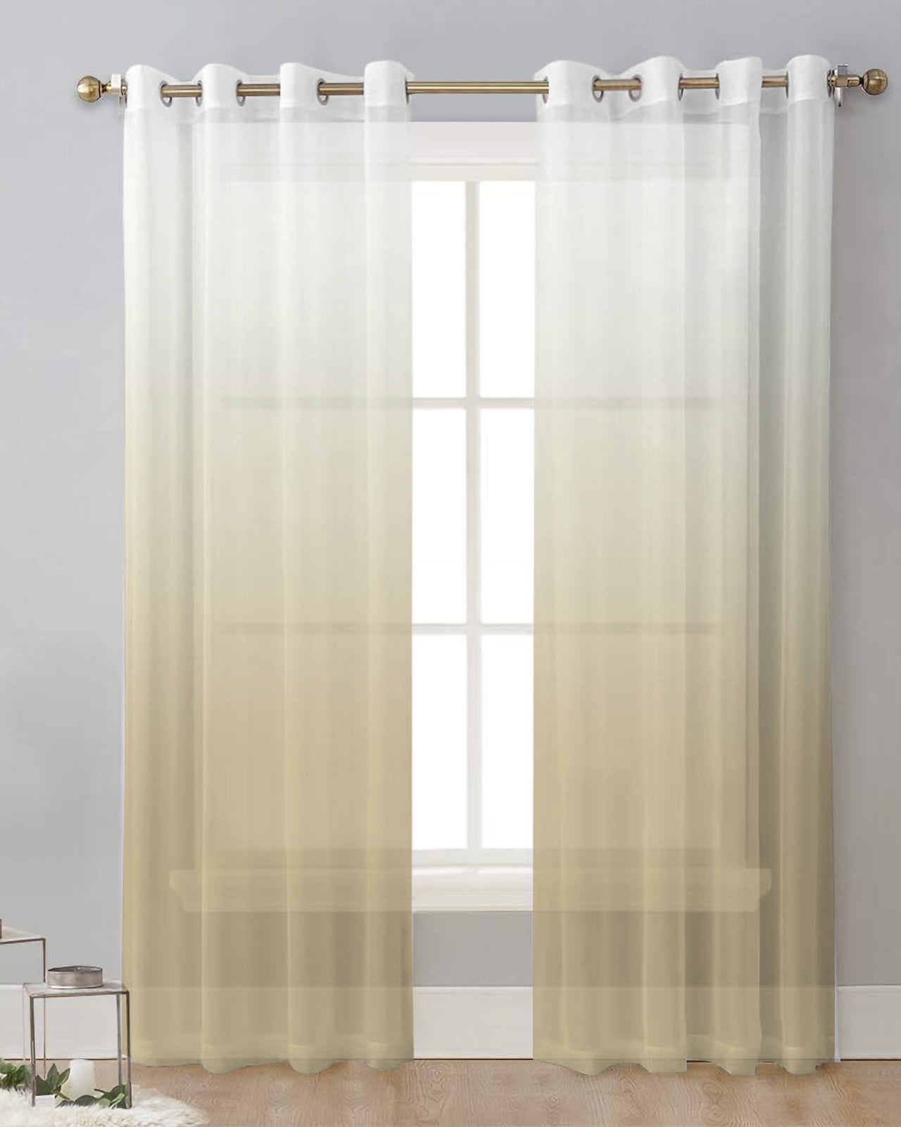 Cyan Turquoise Gradient Sheer Curtains For Living Room Window ...