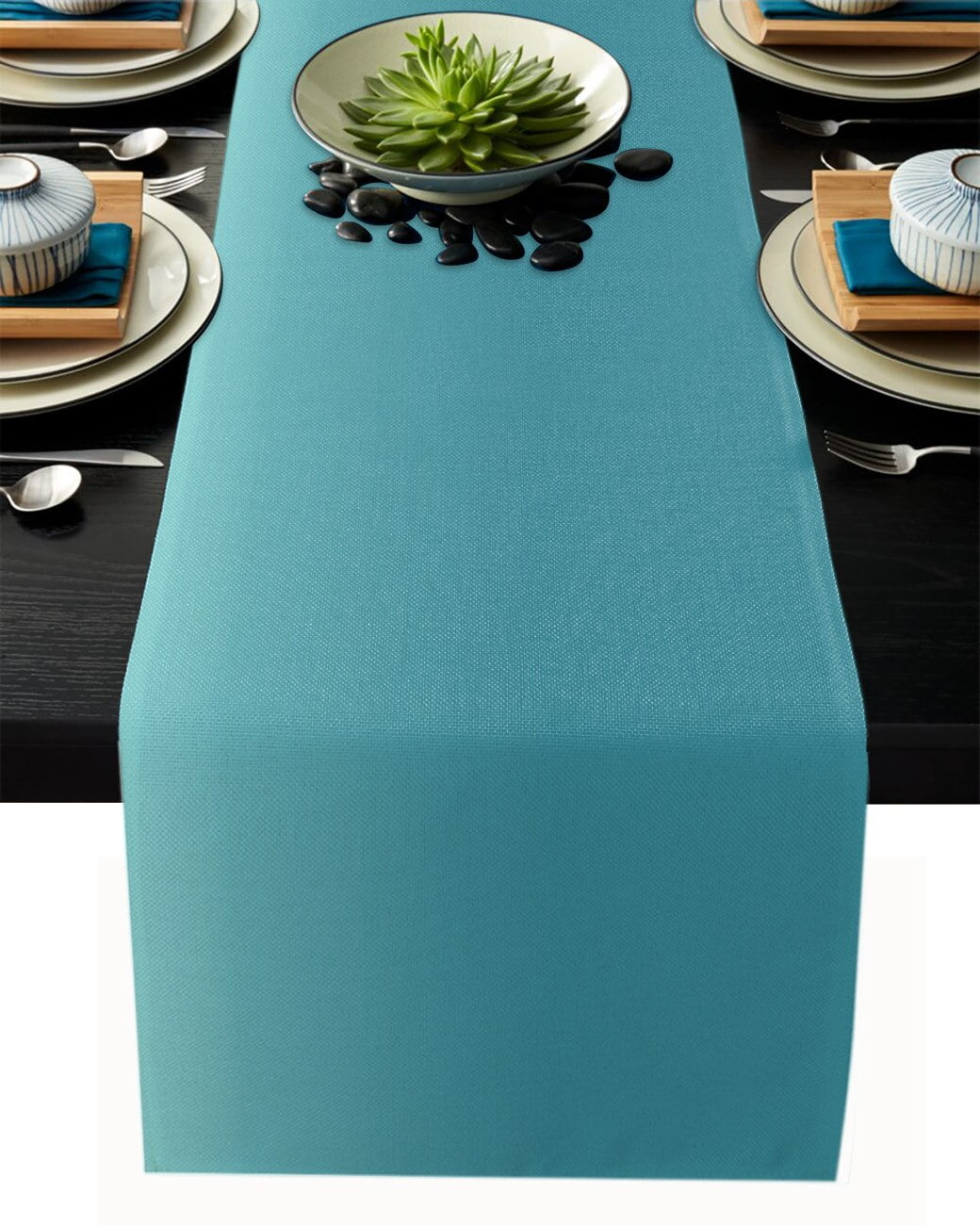 Cyan Turquoise Gray Gradient Table Runner Home Wedding Table Flag Mat ...