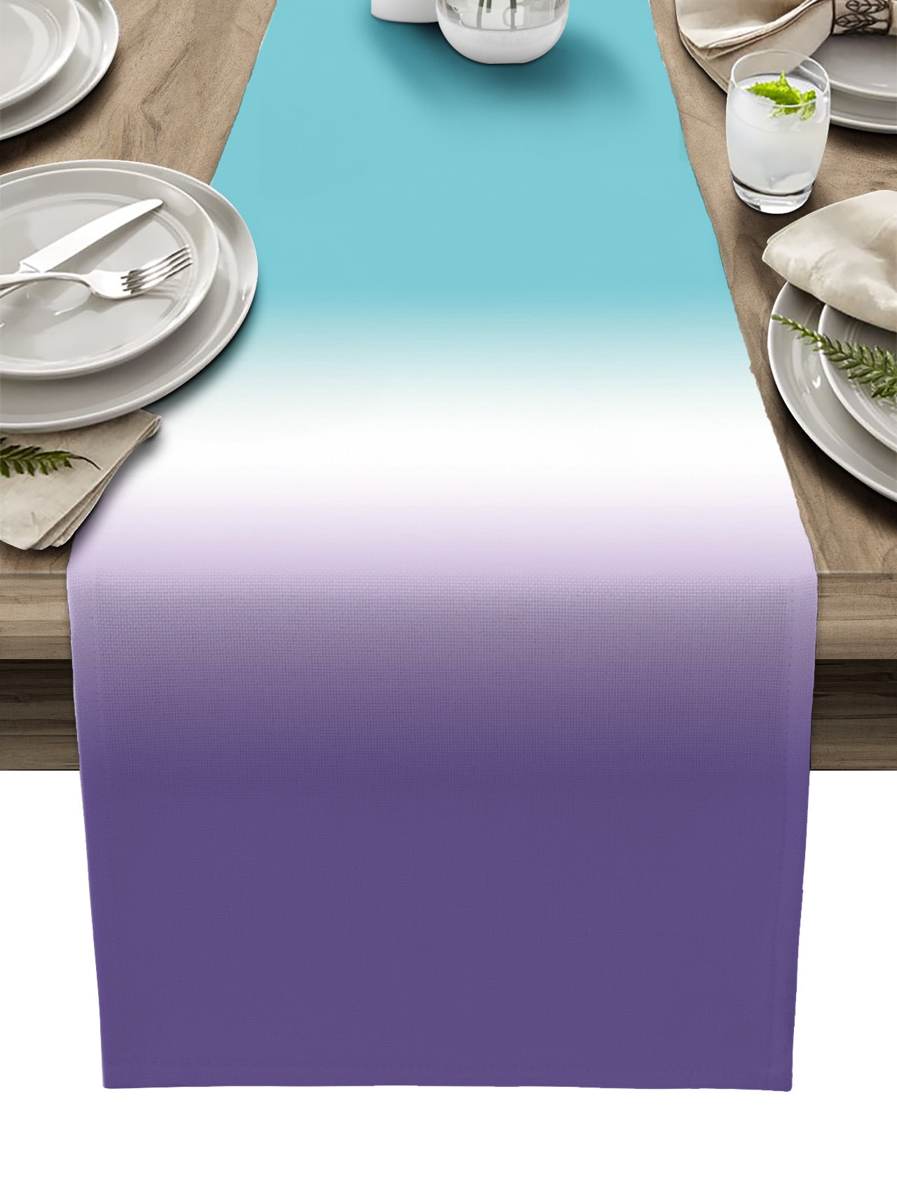 Cyan Turquoise Gray Gradient Table Runner Home Wedding Table Flag Mat ...