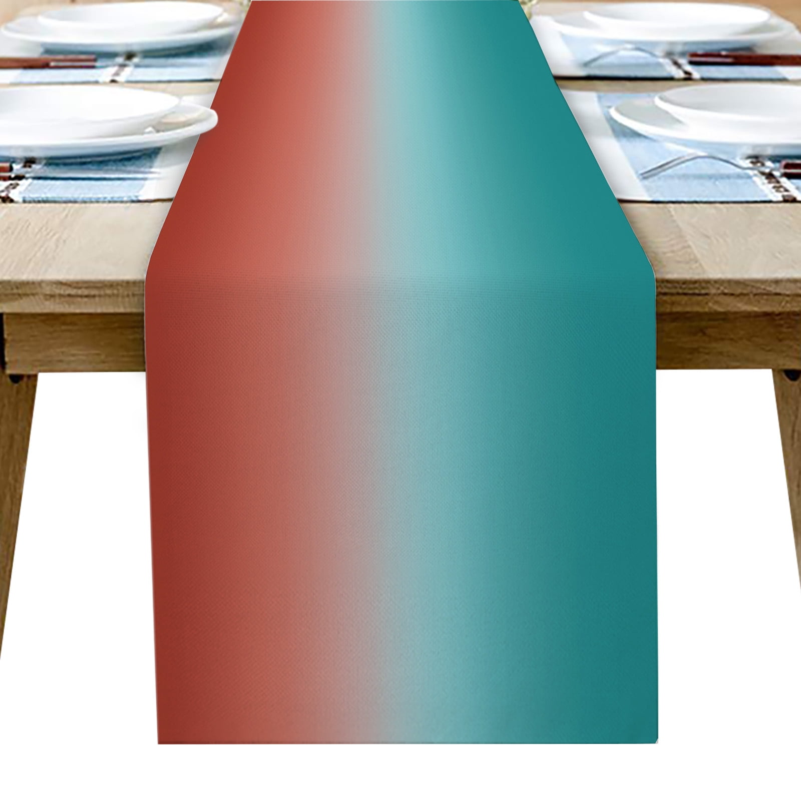 Cyan Turquoise Gray Gradient Table Runner Home Wedding Table Flag Mat ...
