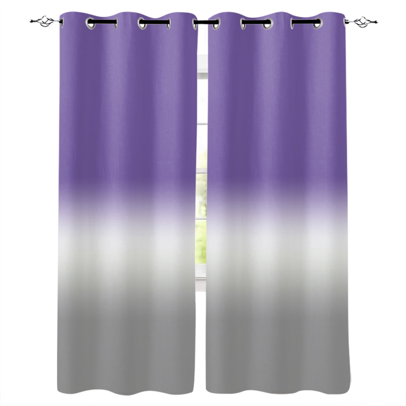 Cyan Turquoise Gray Gradient Window Curtains kids bedroom decor Curtain ...