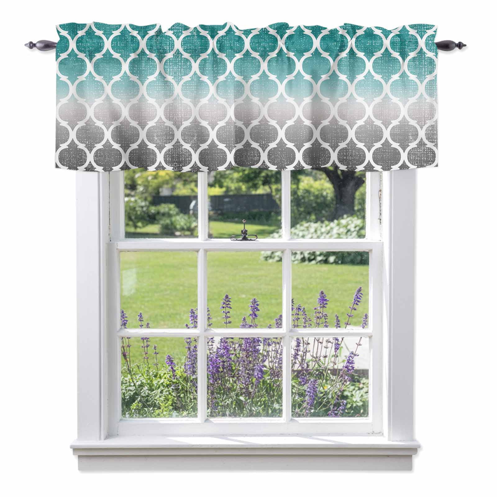 Cyan Turquoise Grey Gradient Valances for Windows, Vintage Retro ...