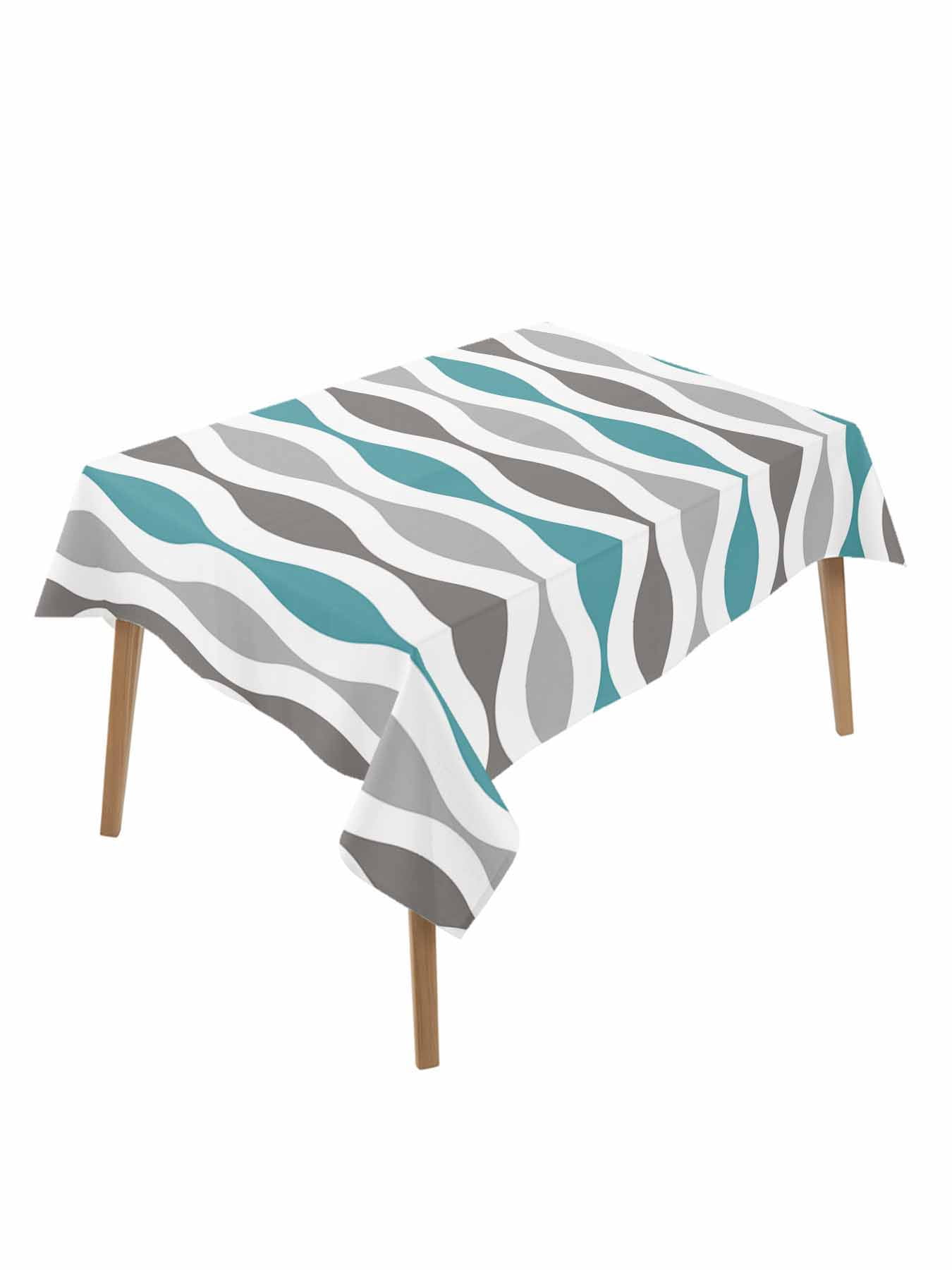 Cyan Turquoise Grey Table Cloth 52x70 Inch Rectangle, Medieval Print ...