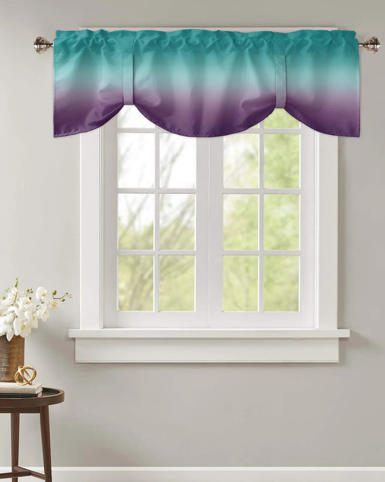 Cyan Turquoise Purple Gradient Window Valance Curtain Kitchen Cafe ...