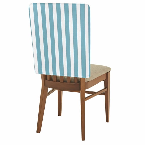 Cyan and White Striped Chair Back Covers Set of 4 Gradient Removable ...