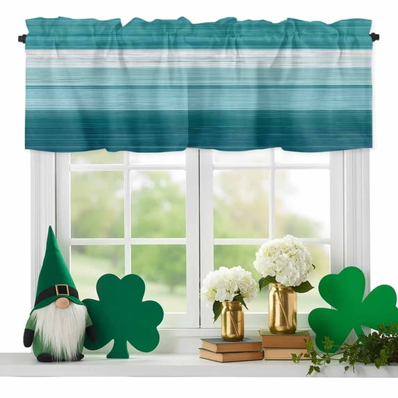 Cyan White Valances for Windows, Gradient Stripe Abstract Lines Texture ...