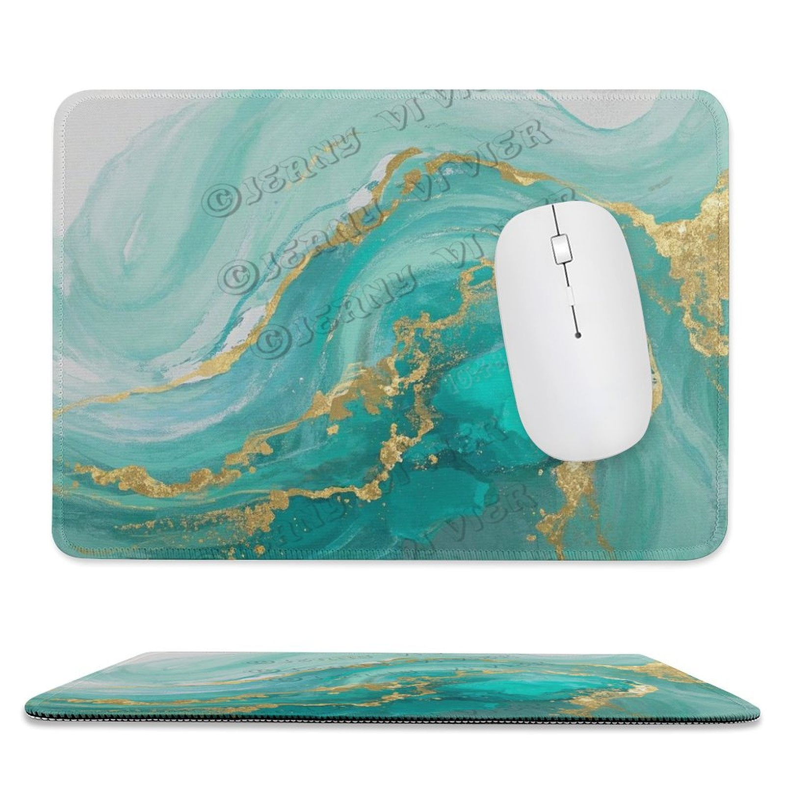 Cyan and Gold Marble Mouse Pad, 8x10 Inches, Thick Rubber Non-Slip ...