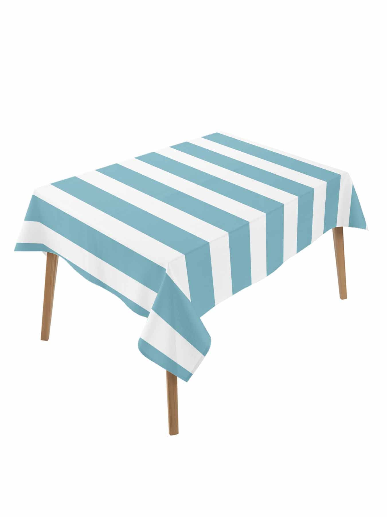 Cyan and White Striped Table Cloth 60x102 Inch Rectangle, Gradient ...