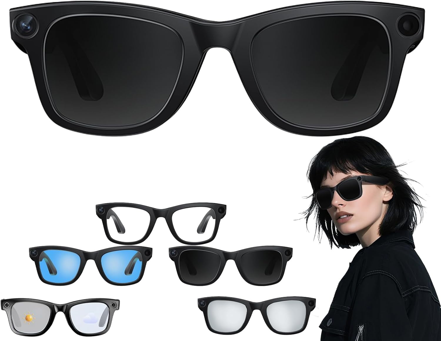 CyanVue AI Smart Glasses, Smart Glasses with Camera and Bluetooth, 800W ...