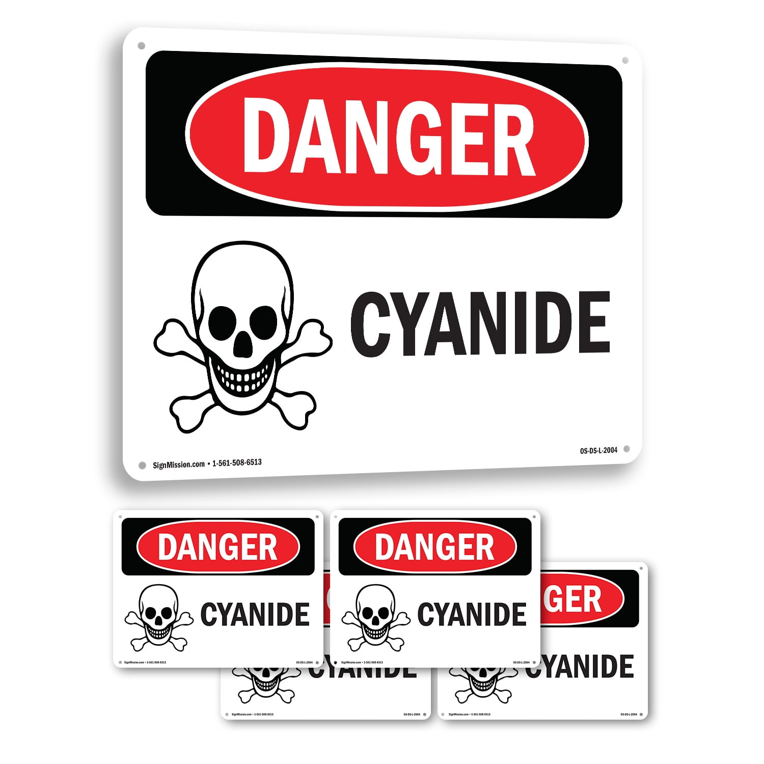 Cyanide OSHA Danger Aluminum Sign 24 Inch x 18 Inch - 5 Pack - Walmart.com