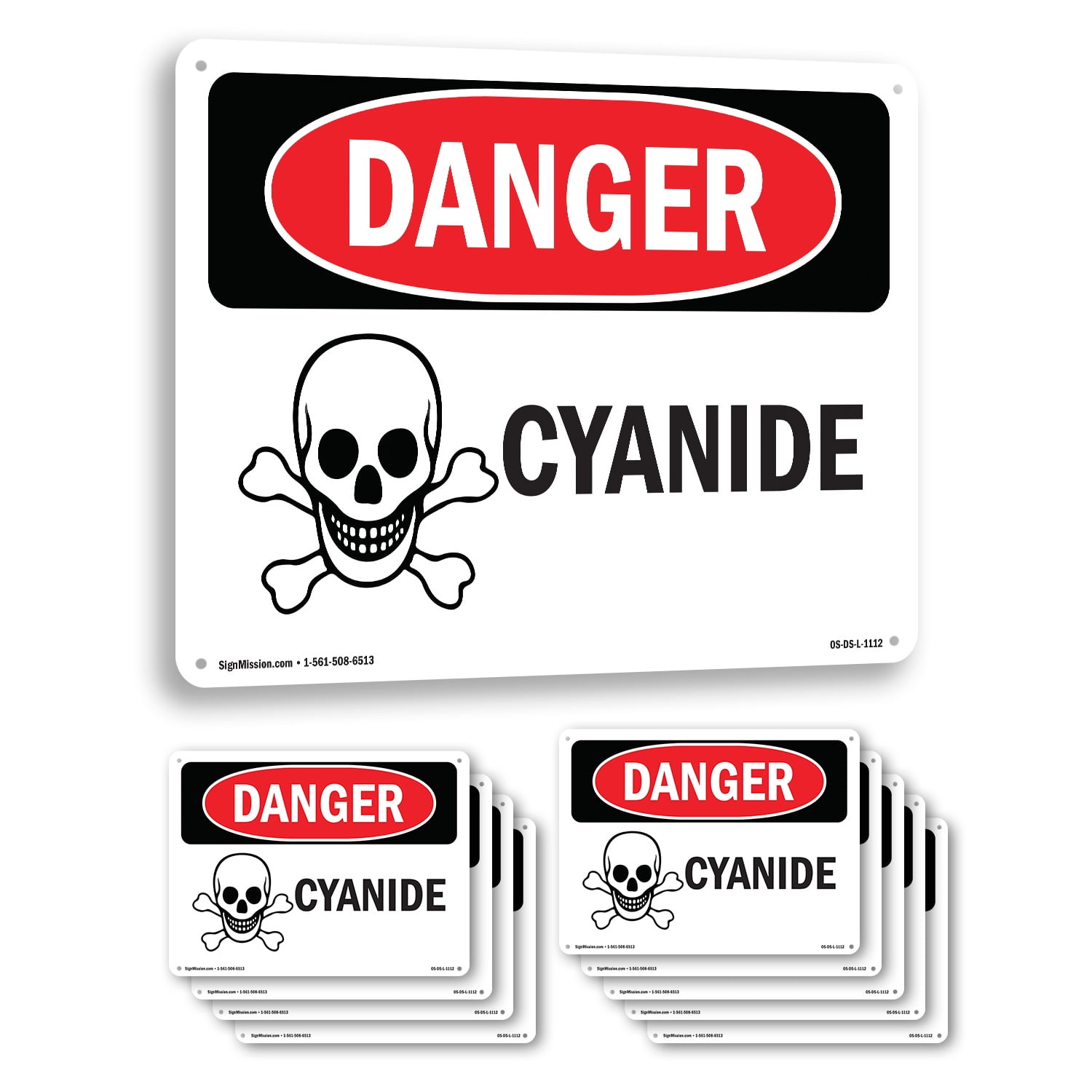 Cyanide OSHA Danger Rigid Plastic Sign 24 Inch x 18 Inch - 10 Pack ...