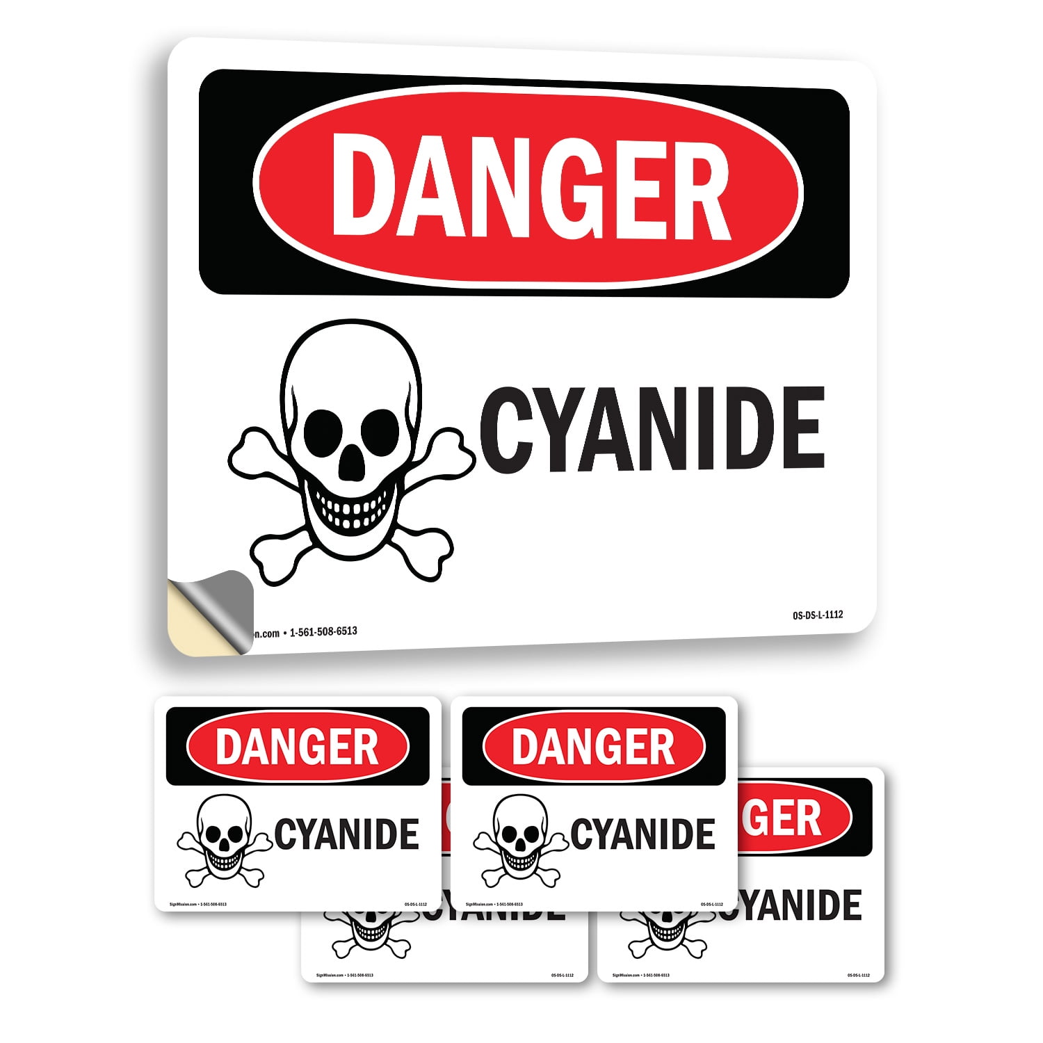 Cyanide OSHA Danger Vinyl Decal Label 10 Inch x 7 Inch - 5 Pack ...