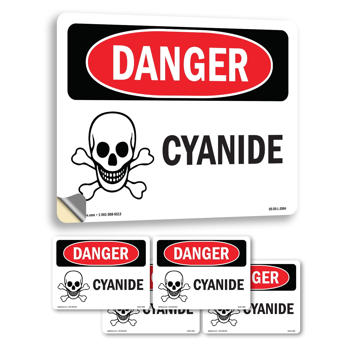 Cyanide OSHA Danger Vinyl Decal Label 14 Inch x 10 Inch - 5 Pack ...