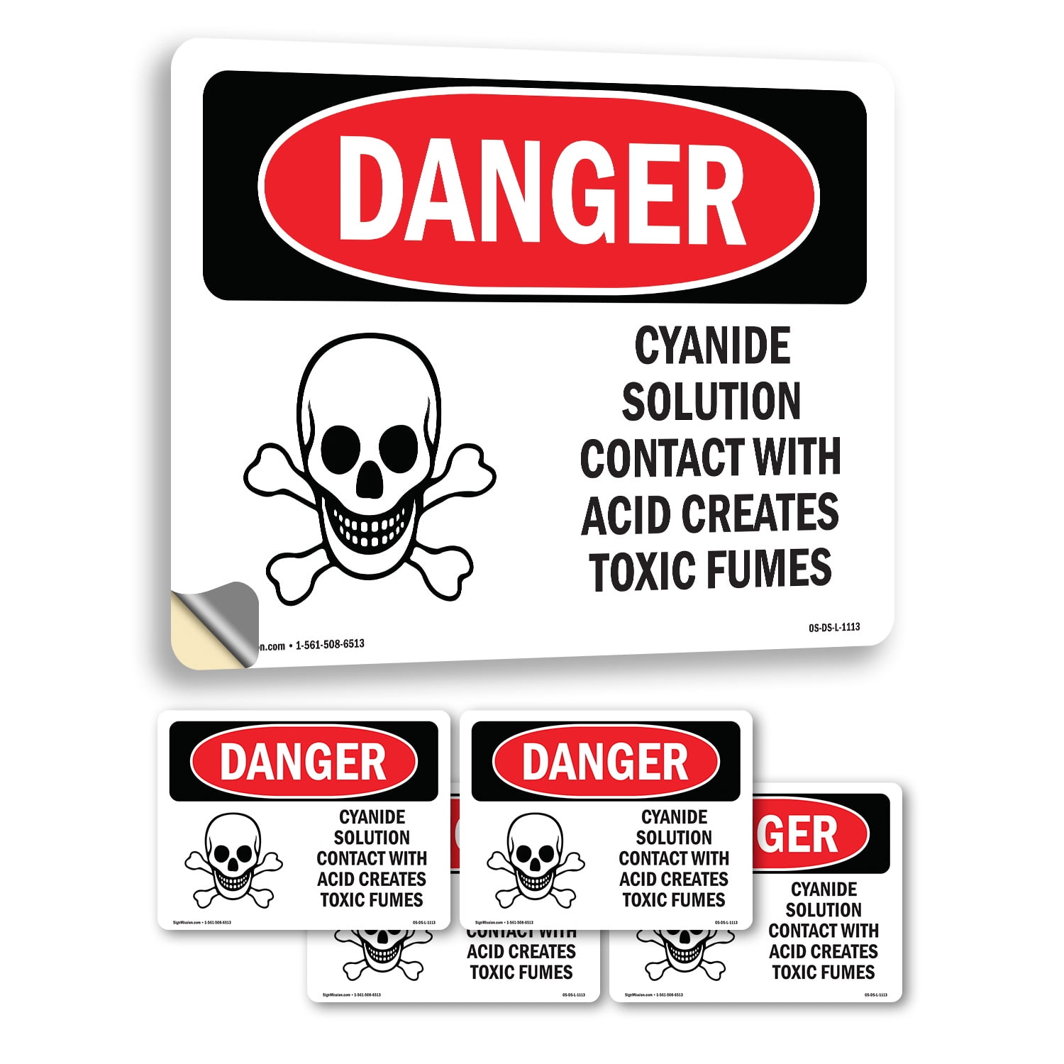 Cyanide Solution OSHA Danger Vinyl Decal Label 14 Inch x 10 Inch - 5 ...
