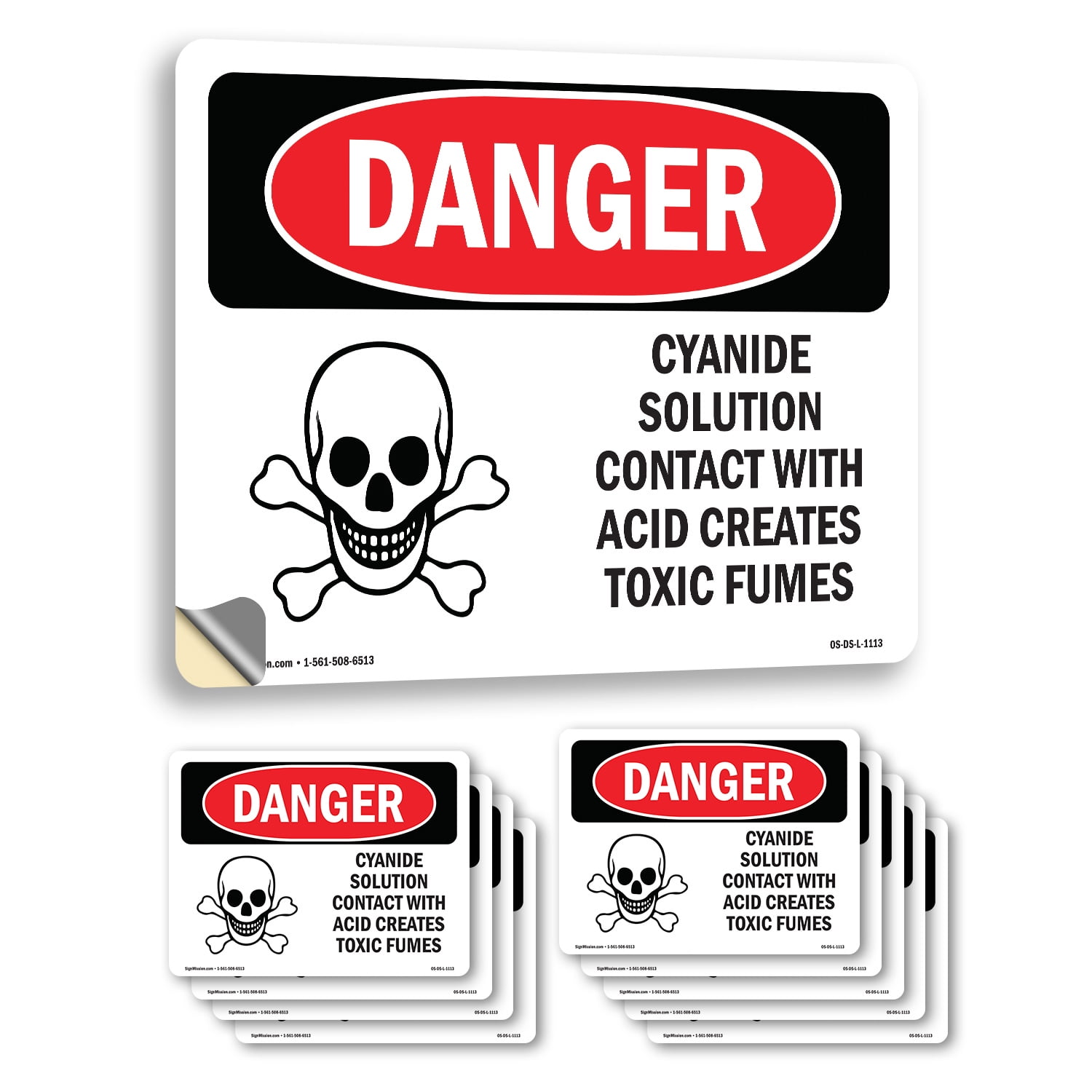 Cyanide Solution OSHA Danger Vinyl Decal Label 7 Inch x 5 Inch - 10 ...