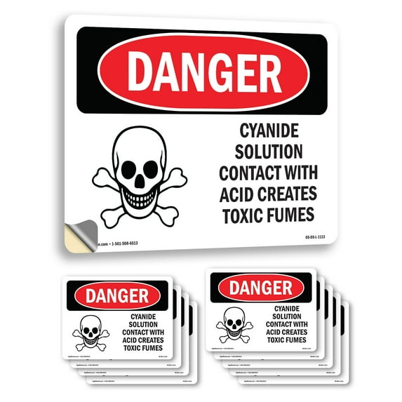 Cyanide Solution OSHA Danger Vinyl Decal Label 7 Inch x 5 Inch - 10 ...