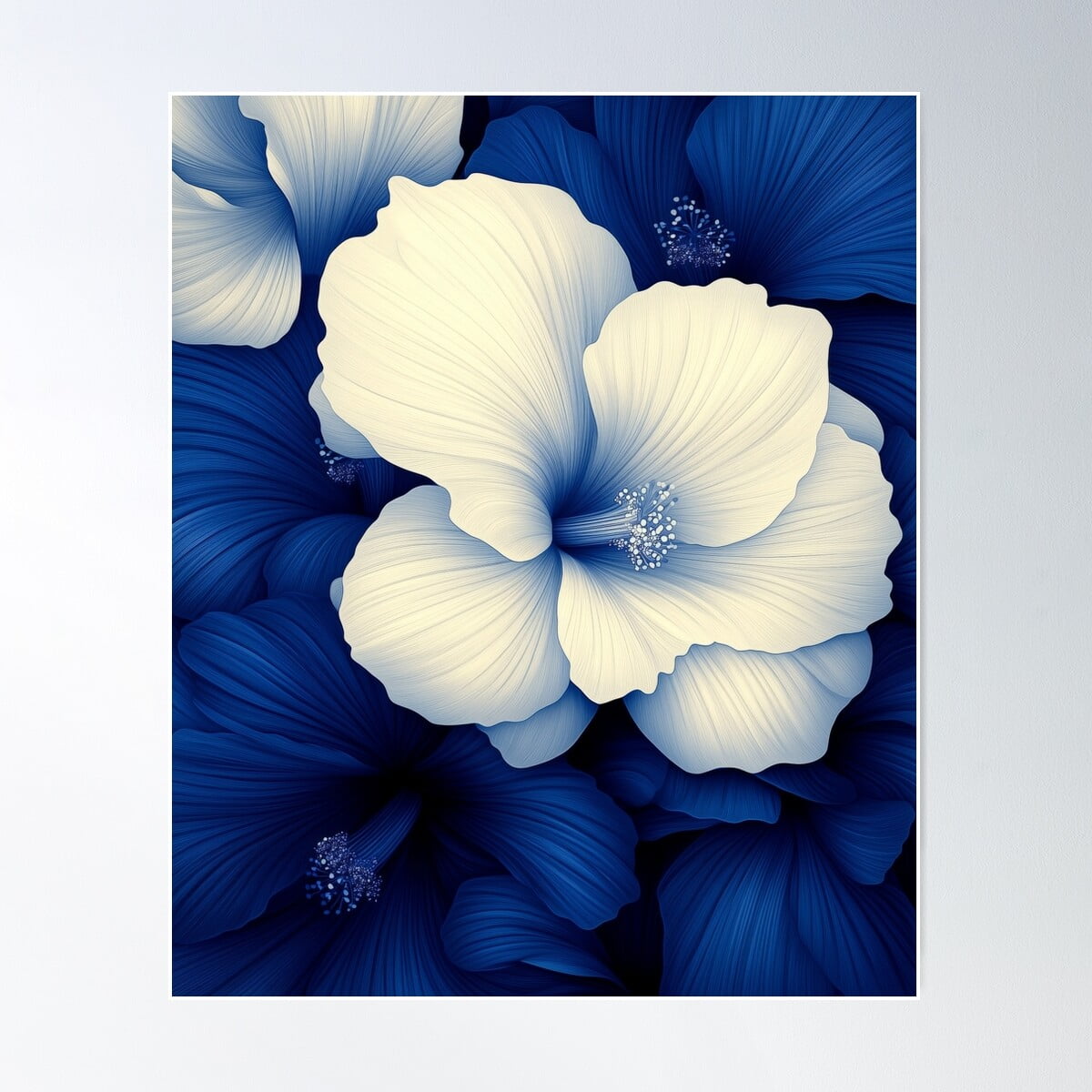 Cyanotype- Blue- Botanical- Nature- Blueprint- Flowers, Poster Wall Art ...