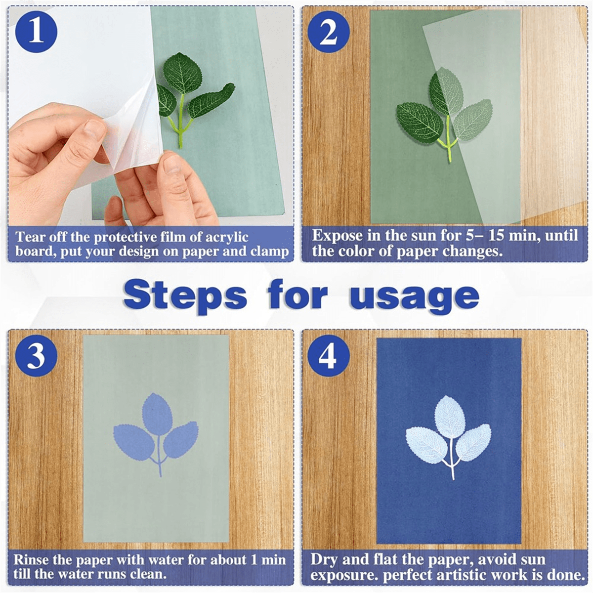 Cyanotype Paper Kit, 24 Pcs Sun Print Paper Kit A5 Solar Drawing Paper ...