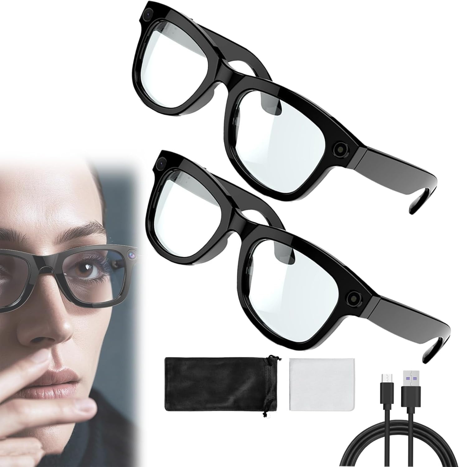 Cyanvue AI Smart Glasses – 8mp Camera Glasses with Music & Call ...