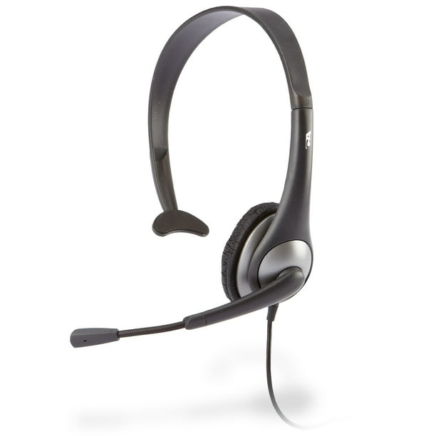 Cyber Acoustics Gray Mono Headset w/ Y-Adapter & Microphone (AC-104 ...