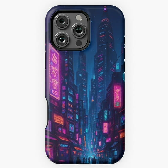 Cyber City Futuristic Neon Skyline Art Phone Case Compatible iPhone 17 ...